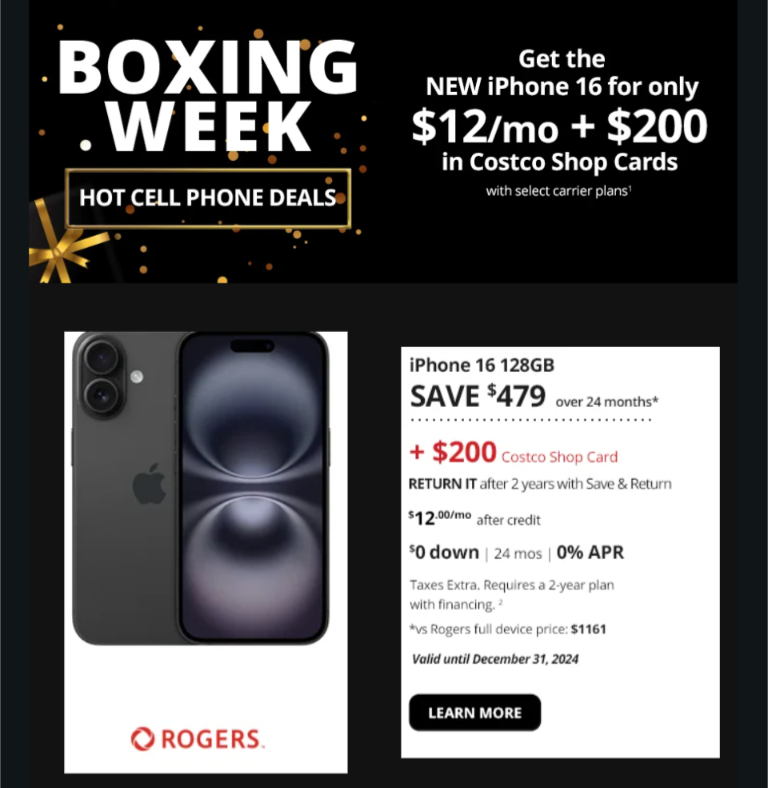 Costco Boxing Week cell phone deals